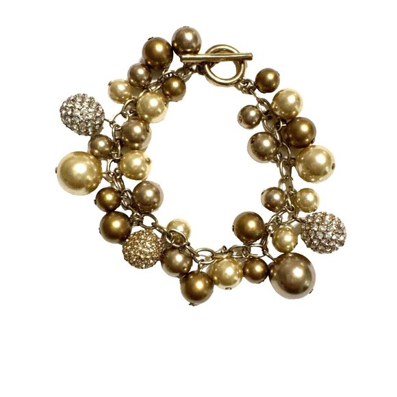 Carolee | Jewelry | Carolee Toggle Bracelet With Brown Balls Crystals ...